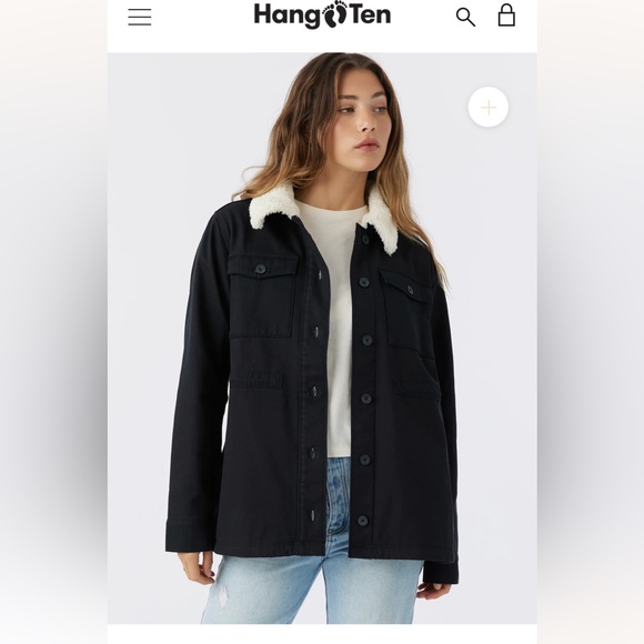 Hang Ten | Jackets & Coats | Nwt Hang Ten Utility Jacket Sherpa Black ...
